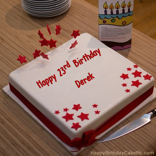 ️ Red 23rd Happy Birthday Cake For Derek