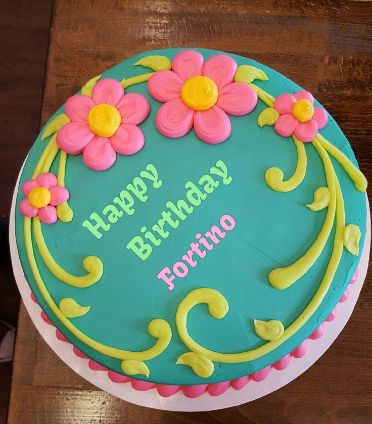 ️ Pink Flower Birthday Cake For Fortino