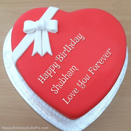 ️ Pink Heart Happy Birthday Cake For Shubham