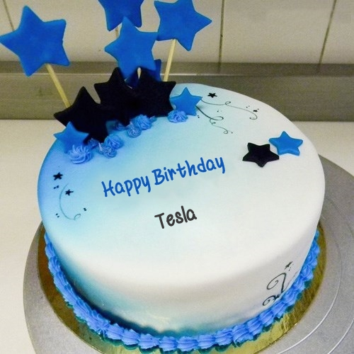 ️ Blue Stars Birthday Cake For Tesla